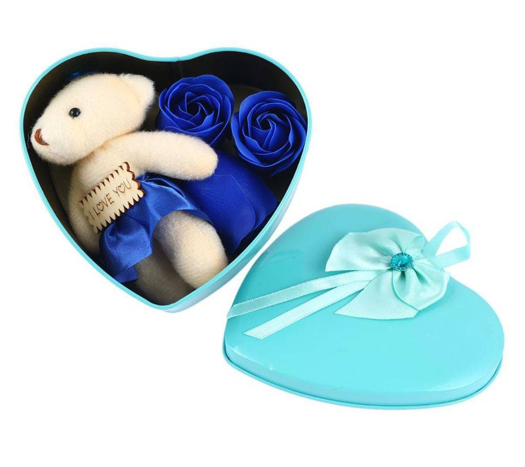 Love Gift box -Heart Shape Gift Box (Flowers With Soft Teddy) #1088461 ...