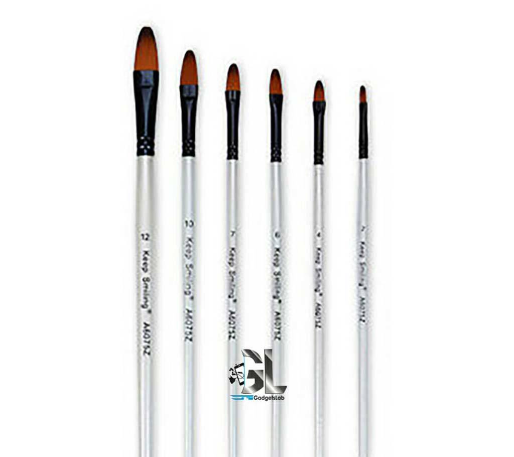 Keep Smiling Paint Brush Set, 6 Piece Nylon Hair Artist Brushes ...