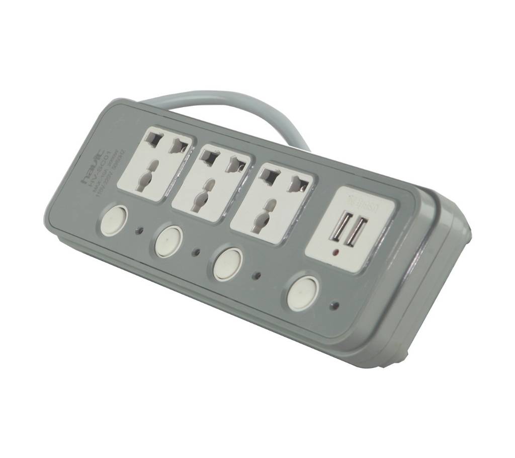 Havit HV-SC01 3 Port switch, 2 USB, UK Plug Power Strip #861873 buy ...