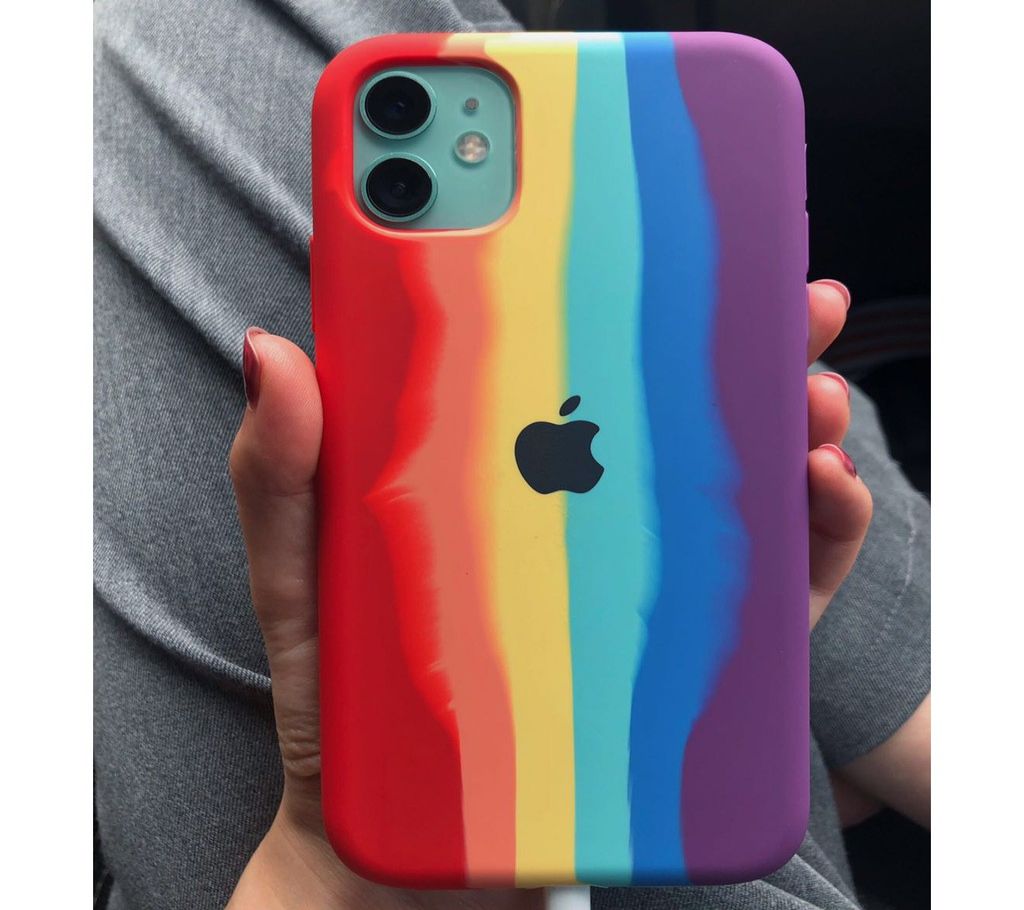Apple iPhone 11 (6.1) Shockproof Liquid Silicone Back case - Rainbow ...